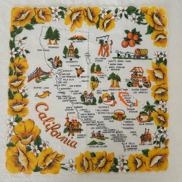 retro piece | Accessories | California Map Handkerchief W Orange ...